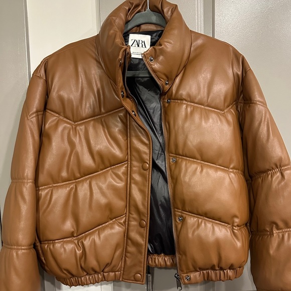 Zara | Jackets & Coats | Zara Tan Leather Jacket | Poshmark